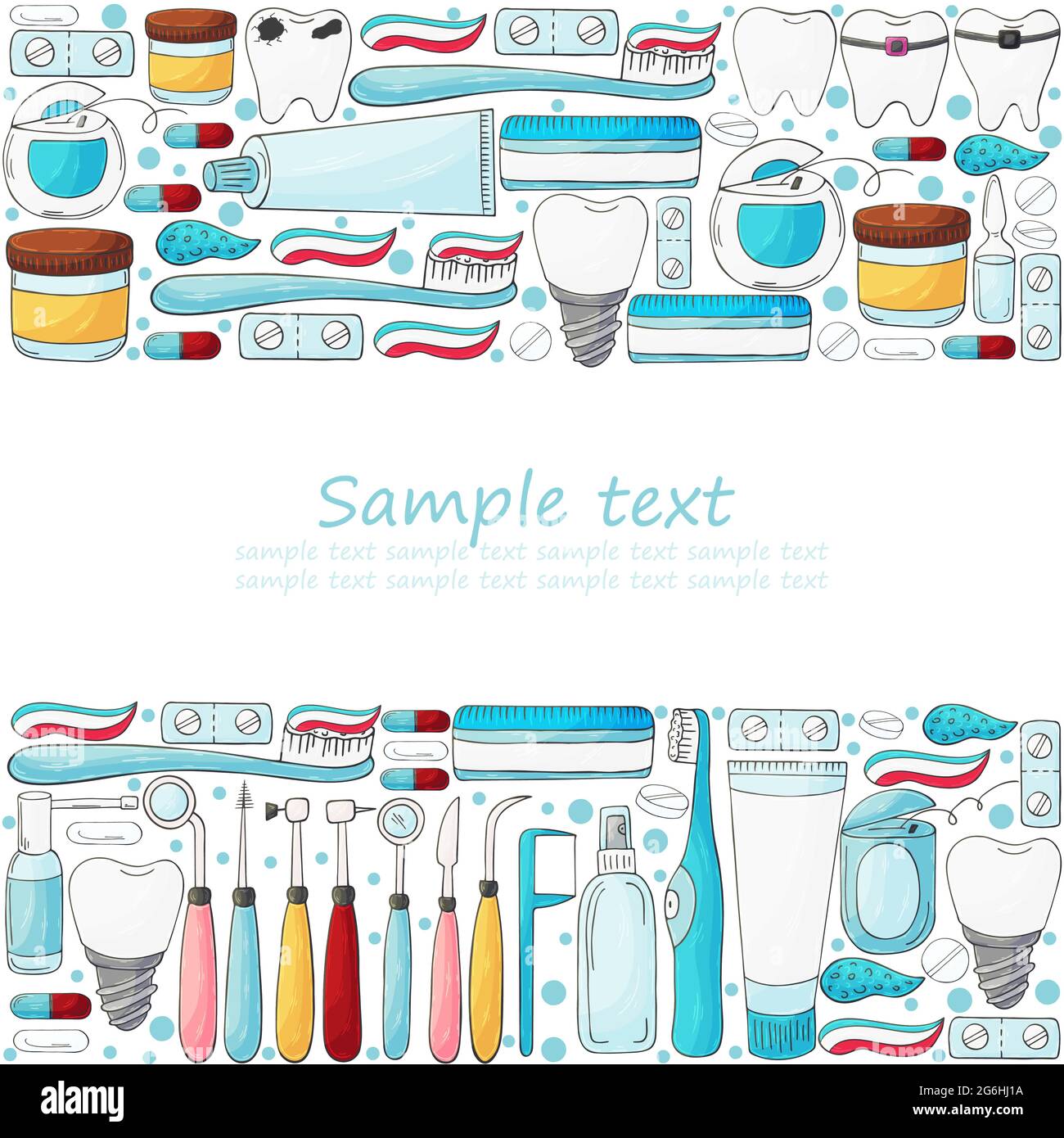 Rectangular frame, text. Set of elements for the care of the oral ...