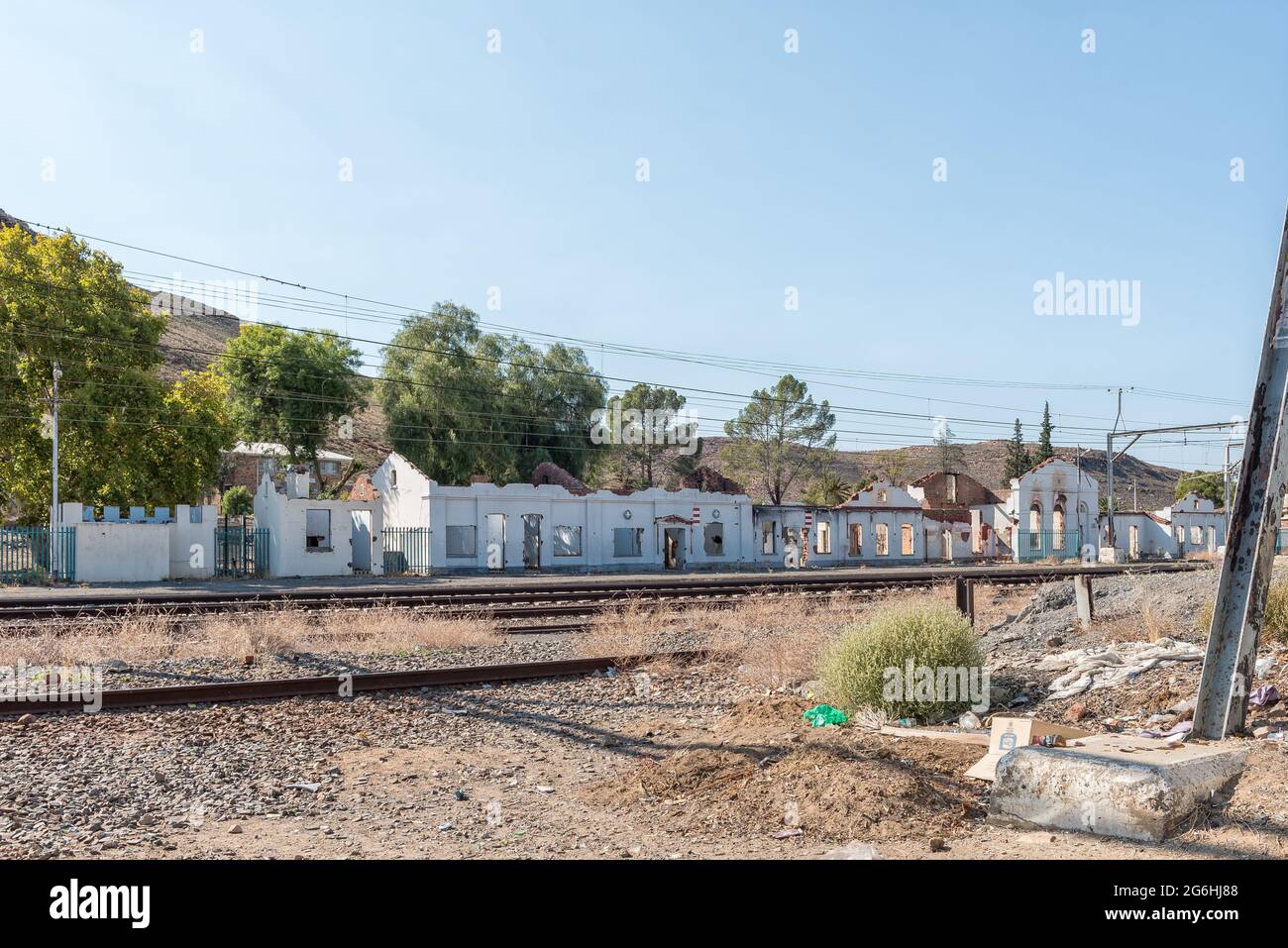 Ruins of the railroad station buildings in Touws River in the Western ...