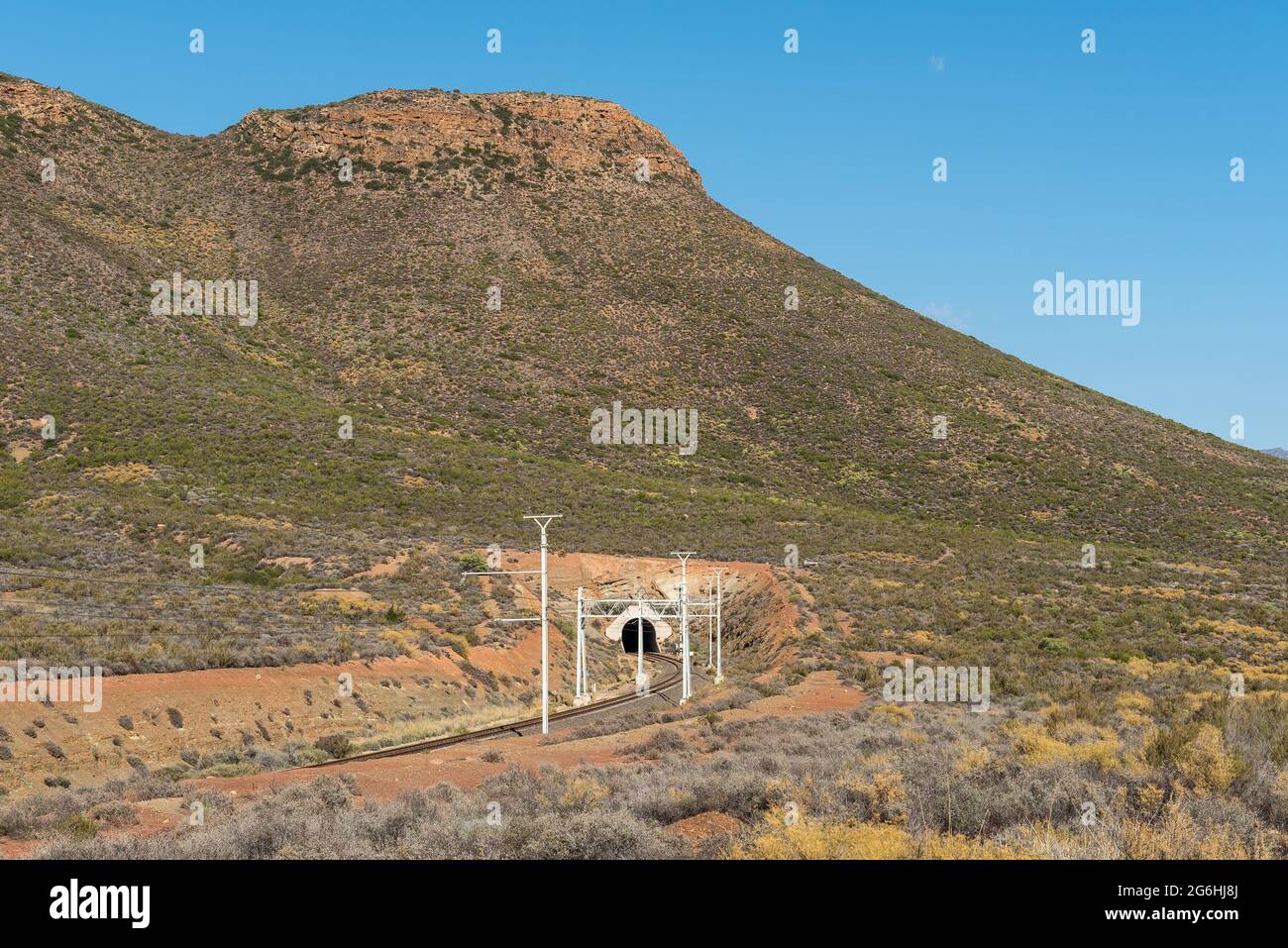Northern entrance of a railroad tunnel in the Hex River Valley in the ...