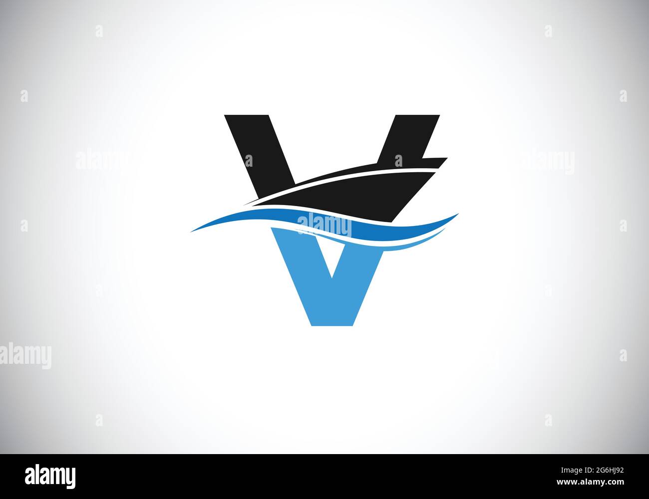 Capital letter V with the ship, cruise, or boat logo design template ...