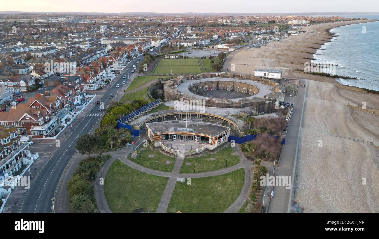 Eastbourne Redoubt England seaside fort drone view Stock Photo - Alamy