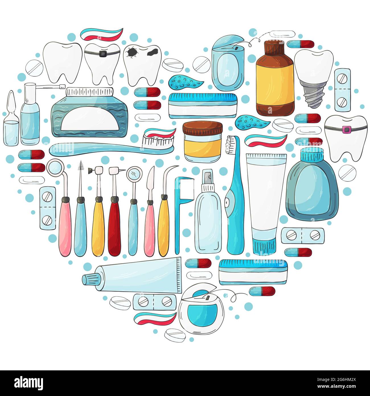 Heart collection of vector illustrations. Set of elements for the care ...