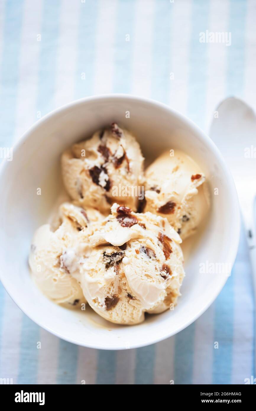 Malaga rum and raisins ice creams Stock Photo - Alamy