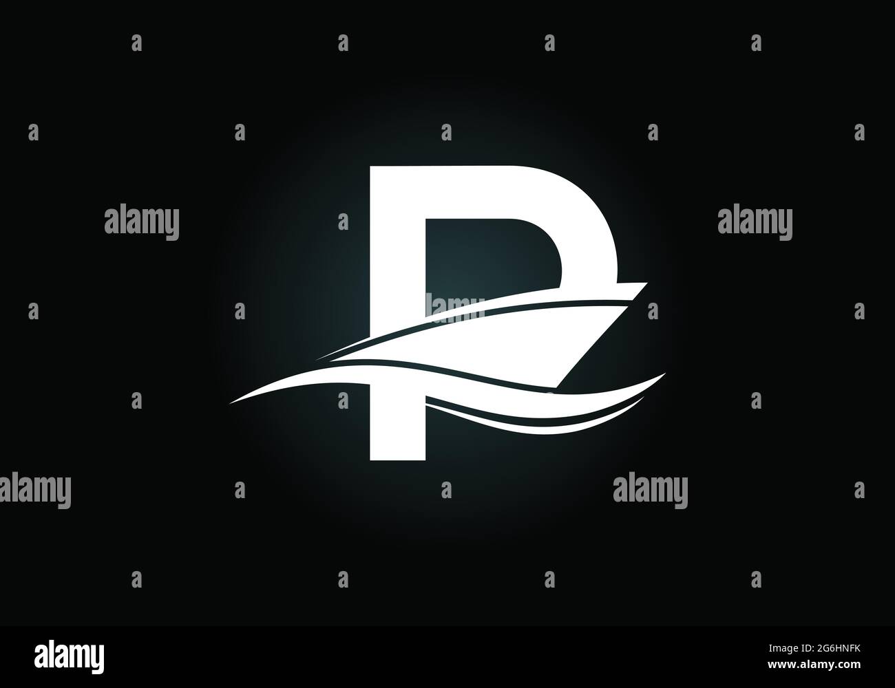 Capital letter P with the ship, cruise, or boat logo design template ...