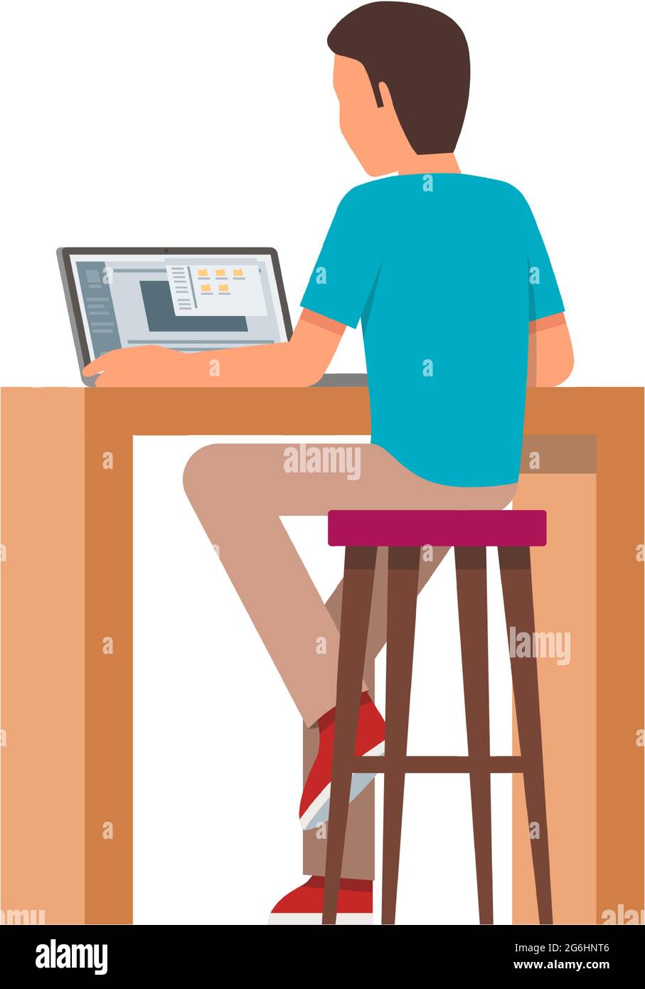 Man working on computer at office desk vector Stock Vector Image & Art ...