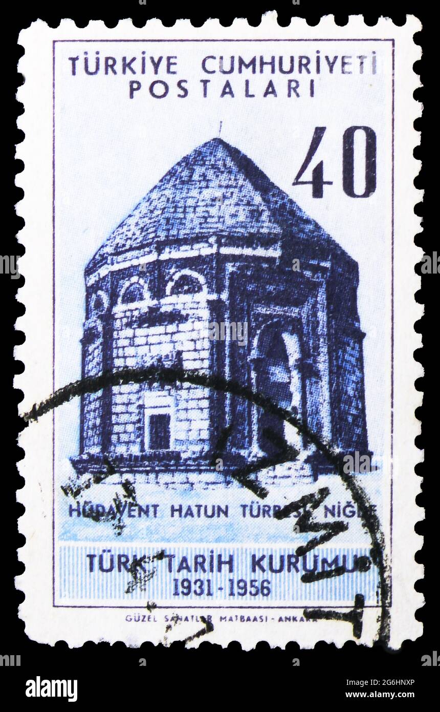 MOSCOW, RUSSIA - APRIL 28, 2020: Postage stamp printed in Turkey shows ...