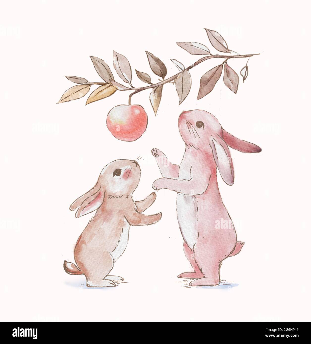 Two cute rabbits illustration hi-res stock photography and images - Alamy