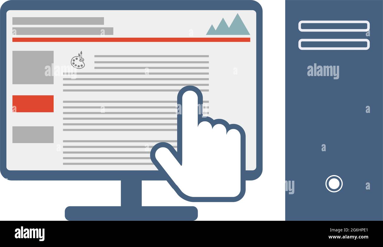 Computer screen with vector hand cursor icon Stock Vector Image & Art ...