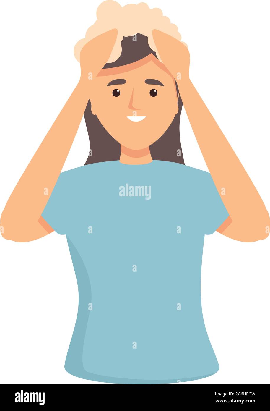 Girl Head Washing Icon Cartoon Vector Shampoo Hair Wash Woman Care