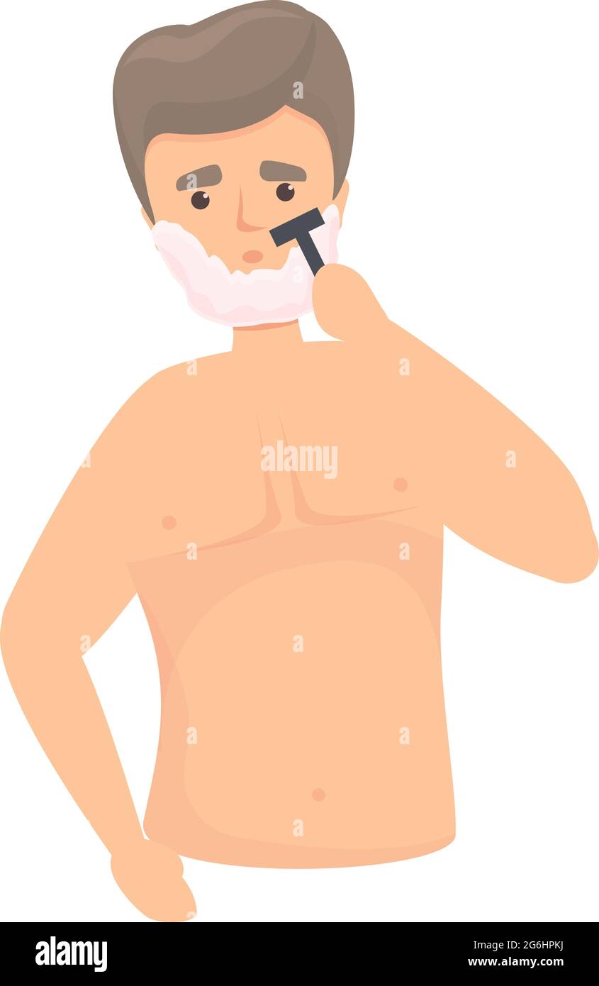 Boy razor foam icon cartoon vector. Man beard shave. Face clean care ...