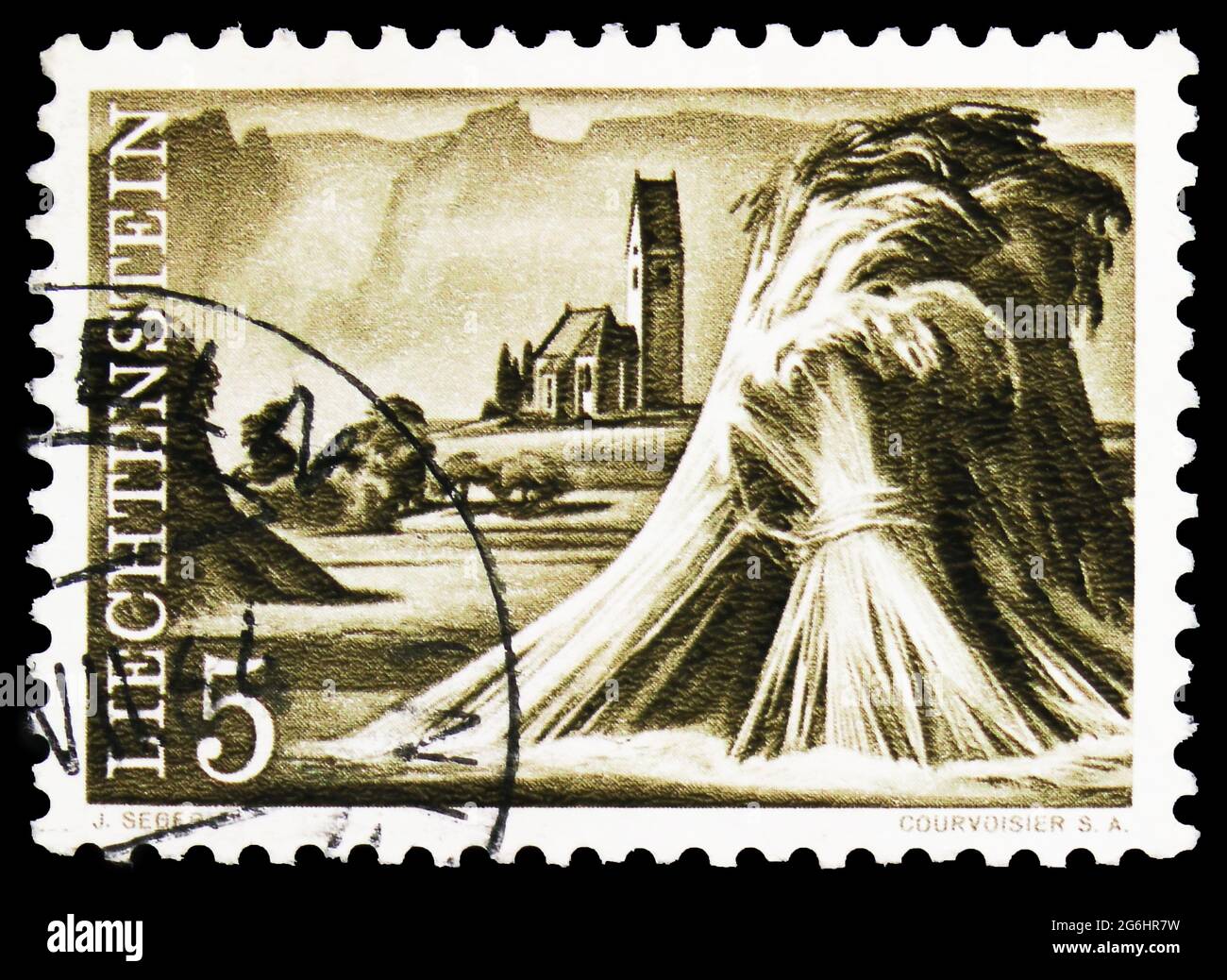 MOSCOW, RUSSIA - APRIL 28, 2020: Postage stamp printed in Liechtenstein ...