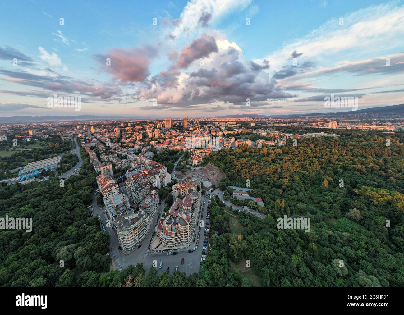 Aerial panorama at sunset over Sofia city, Bulgaria Stock Photo - Alamy