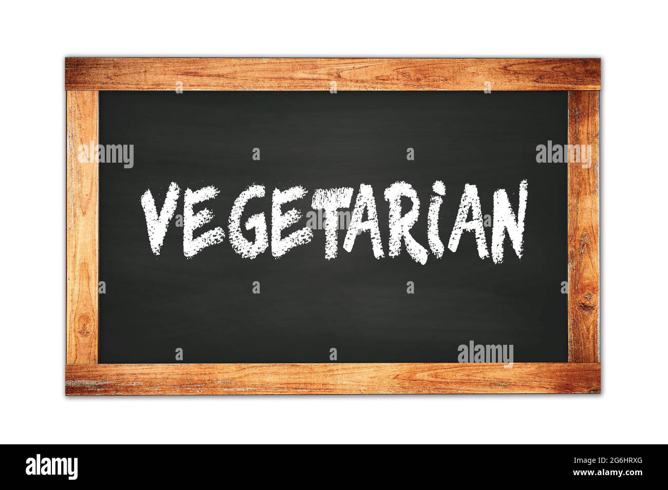 VEGETARIAN text written on black wooden frame school blackboard Stock ...