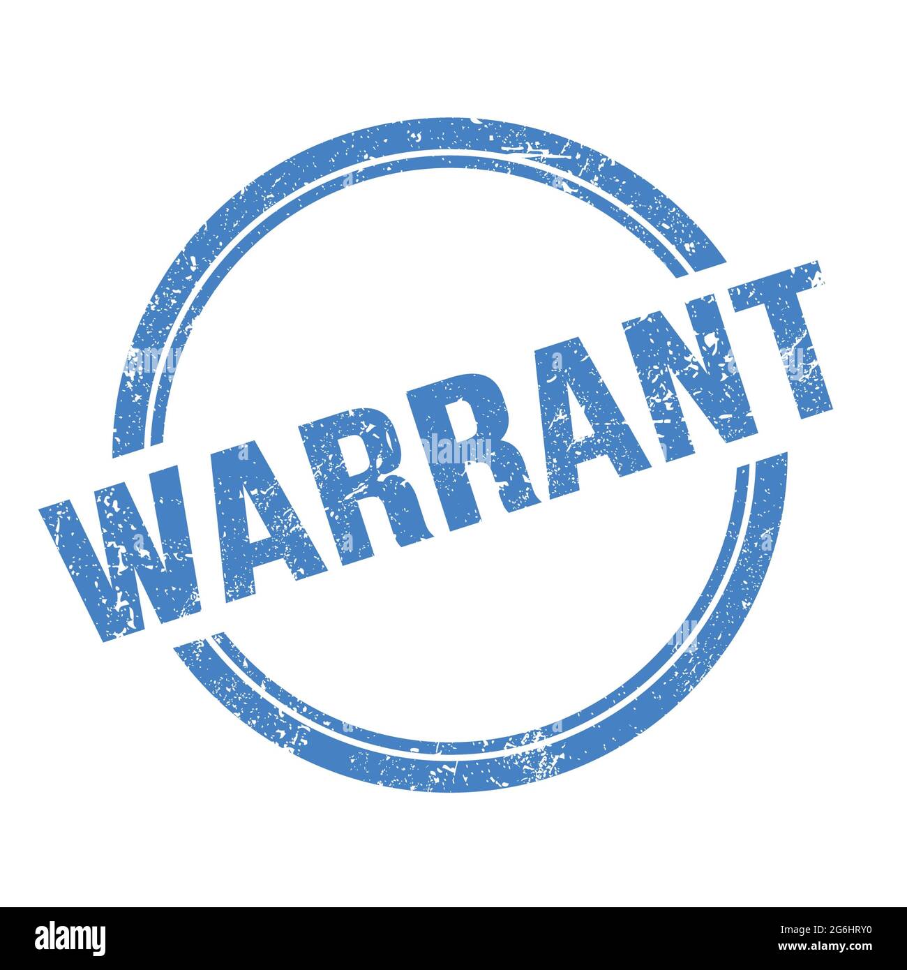 WARRANT text written on blue grungy vintage round stamp Stock Photo - Alamy