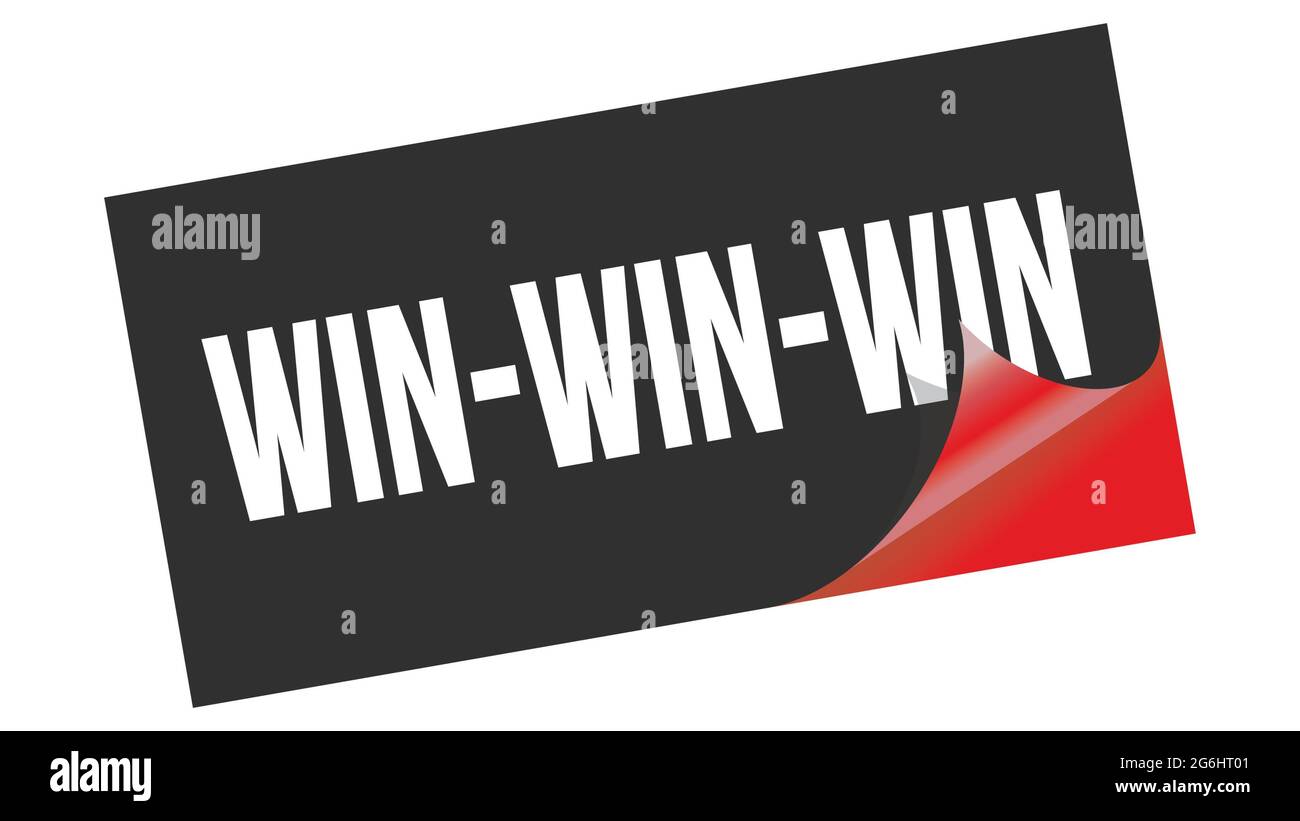 WIN-WIN-WIN text written on black red sticker stamp Stock Photo - Alamy