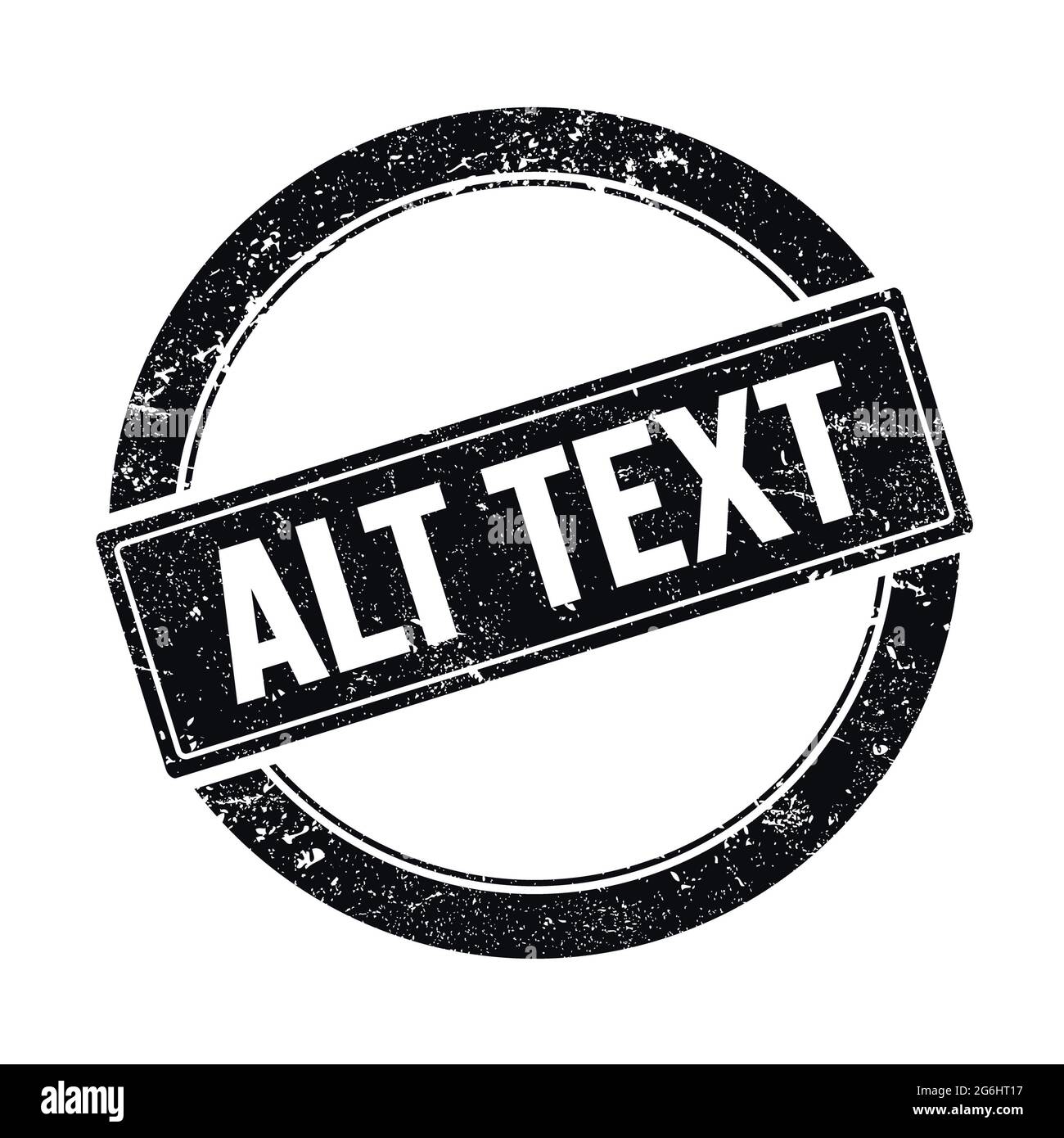 ALT TEXT text on black grungy round vintage stamp Stock Photo - Alamy