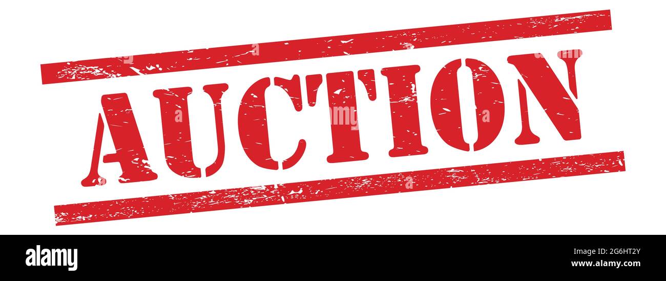 AUCTION text on red grungy vintage rubber stamp Stock Photo - Alamy