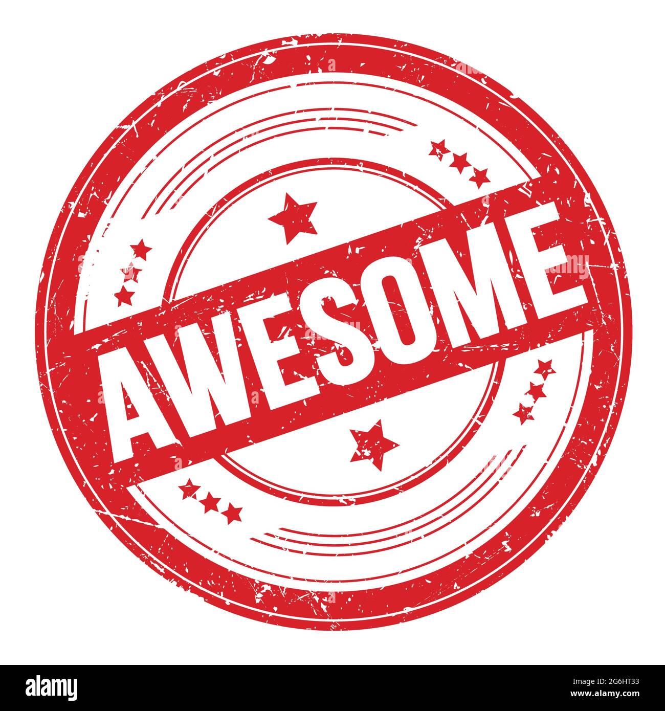 AWESOME text on red round grungy texture stamp Stock Photo - Alamy