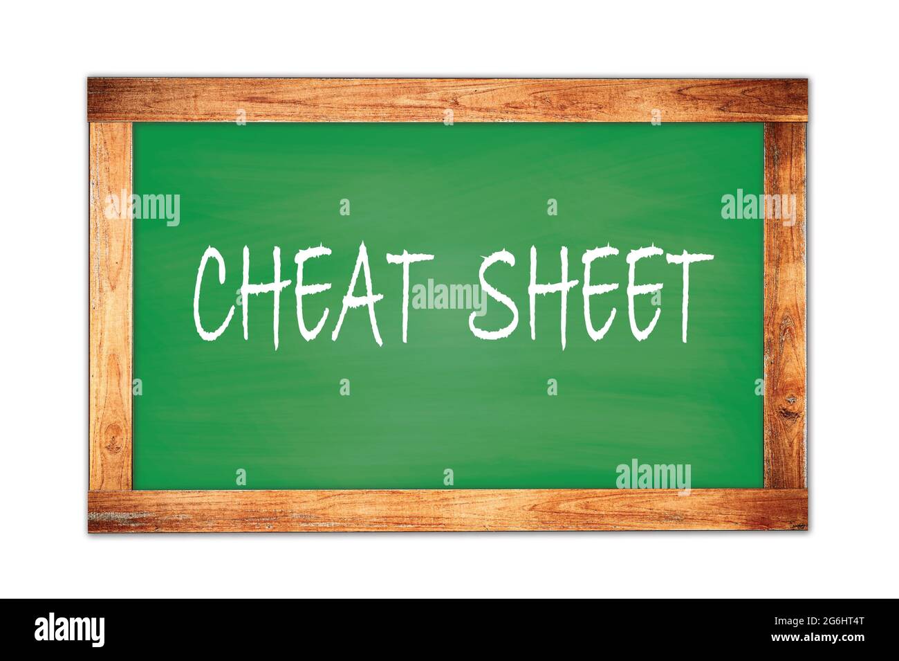 CHEAT SHEET text written on green wooden frame school blackboard Stock ...