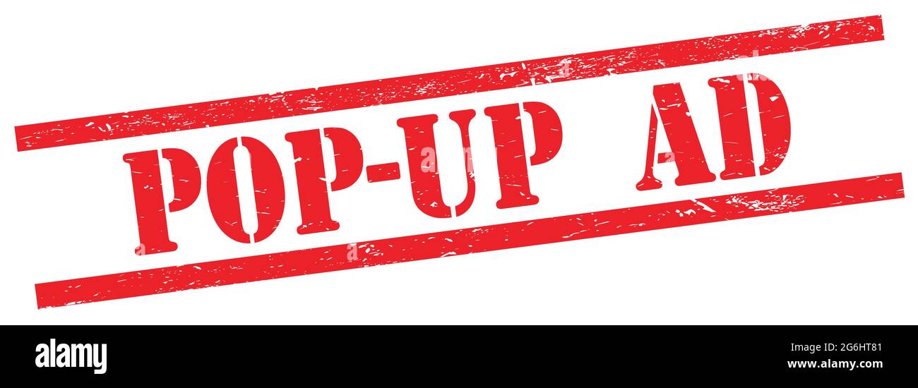 POP-UP AD text on red grungy rectangle vintage stamp Stock Photo - Alamy