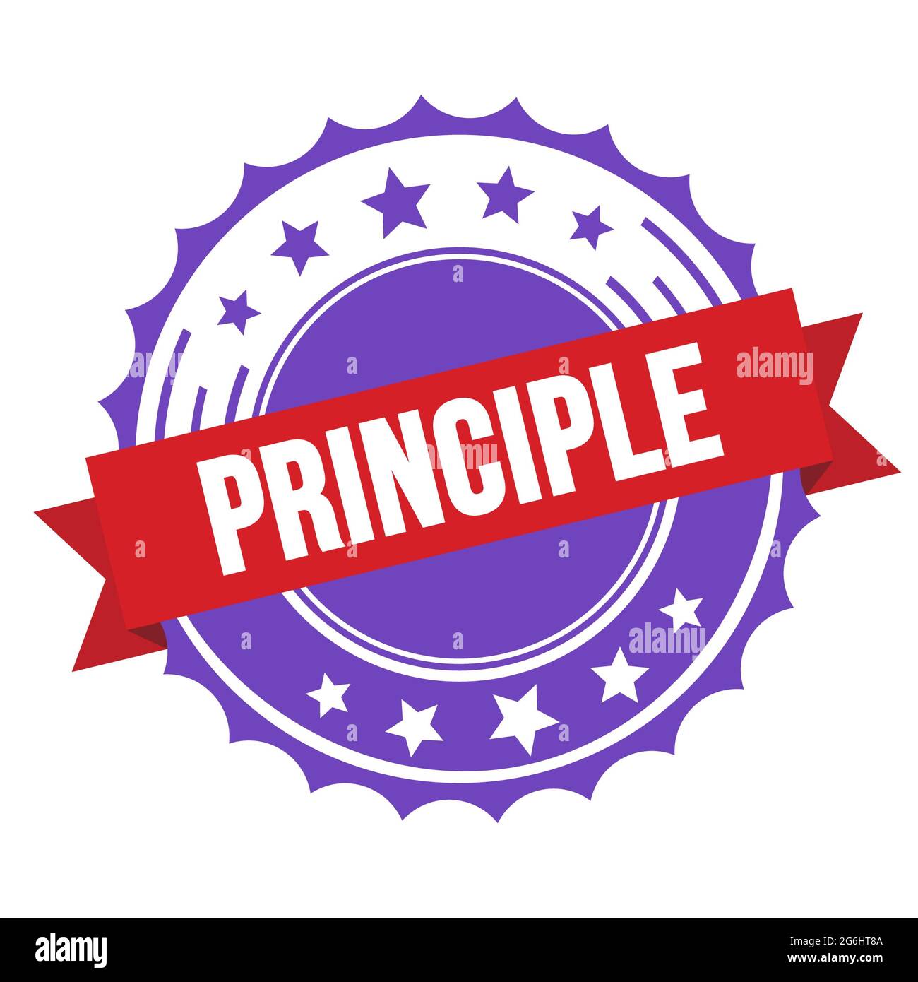 PRINCIPLE text on red violet ribbon badge stamp Stock Photo - Alamy