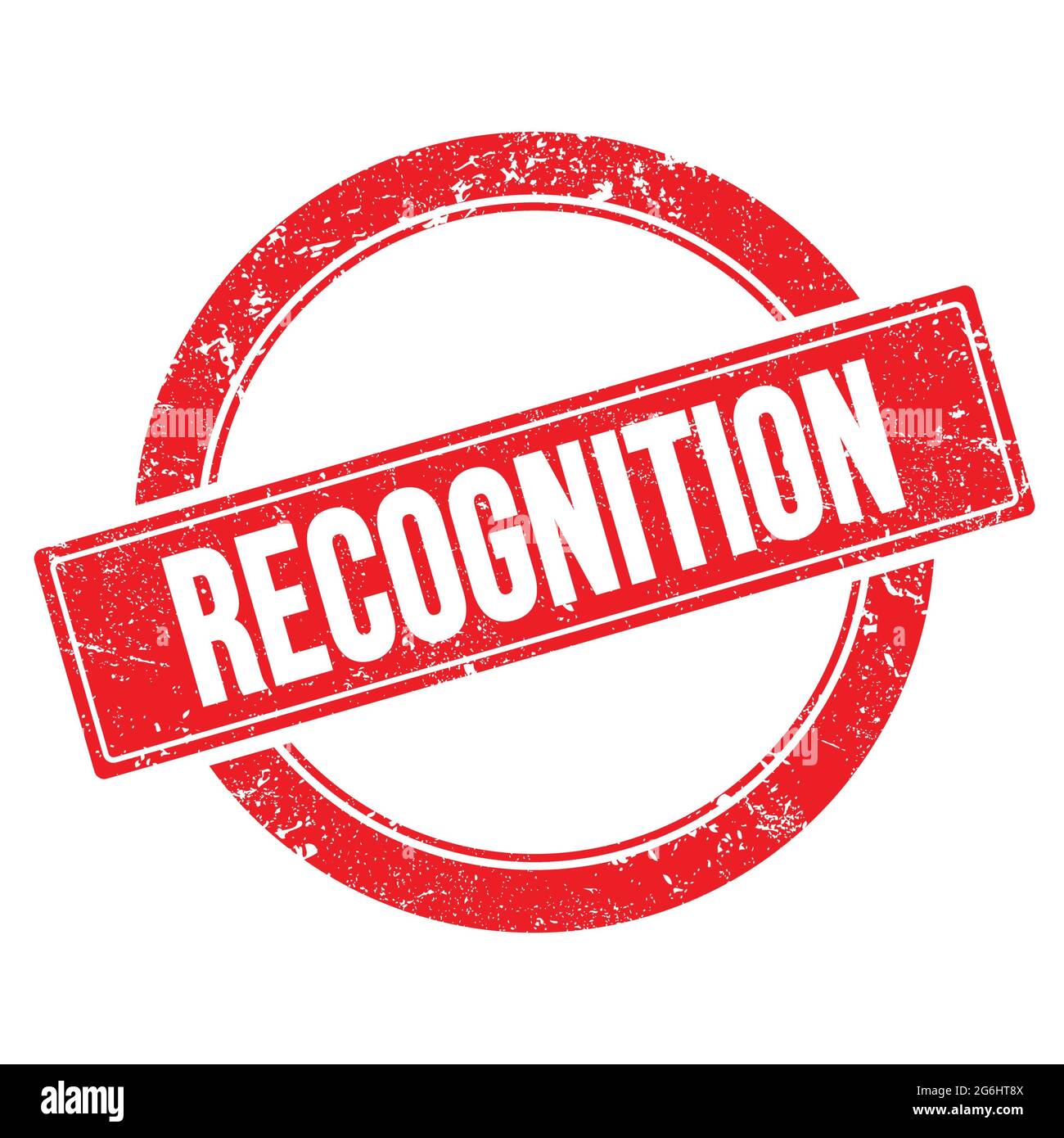 RECOGNITION text on red grungy round vintage stamp Stock Photo - Alamy