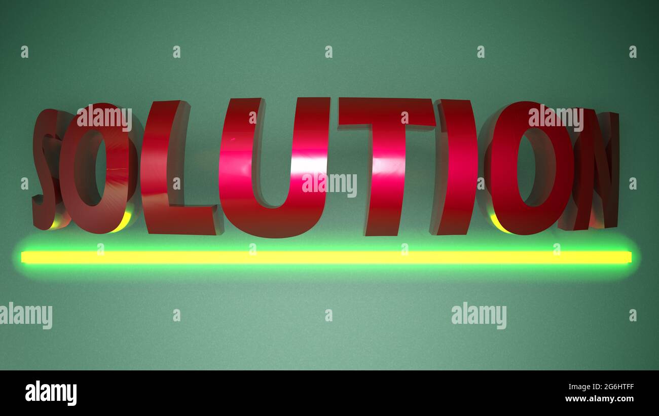 SOLUTION red glossy write with laser green underlying bar - 3D ...