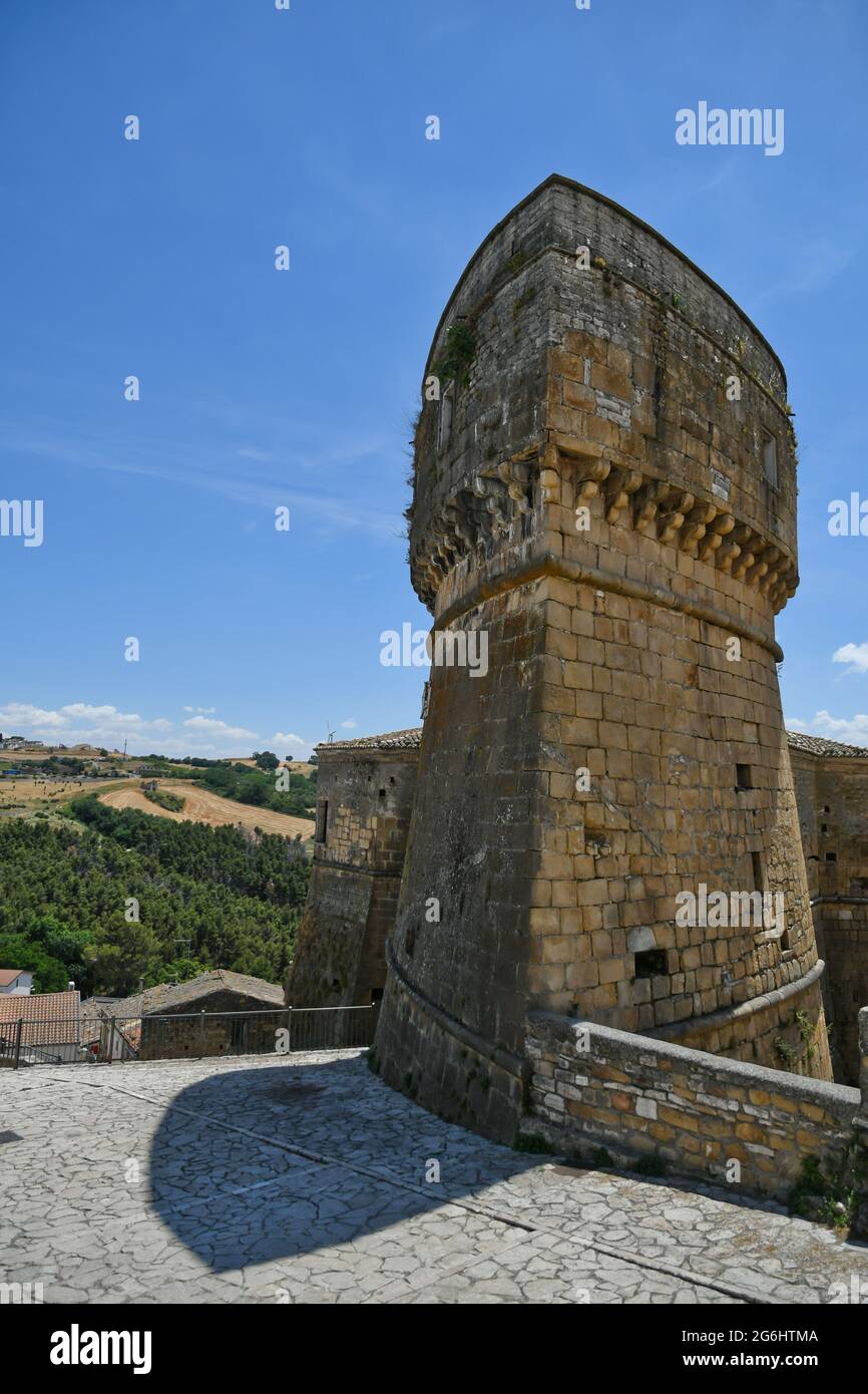 Rocchetta Sant'Antonio, Italy, July 3, 2021. A narrow street among the ...