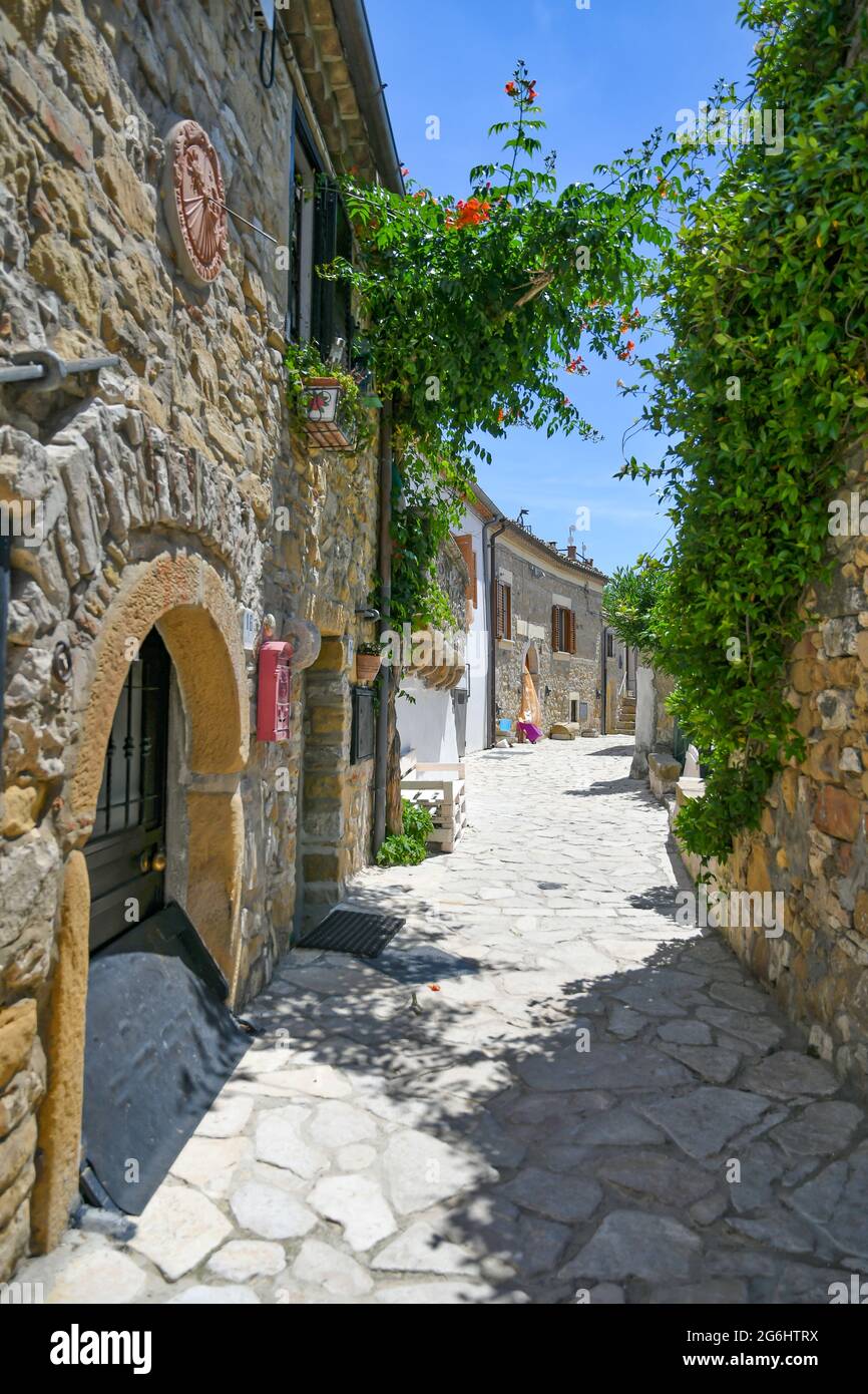 Rocchetta Sant'Antonio, Italy, July 3, 2021. A narrow street among the ...