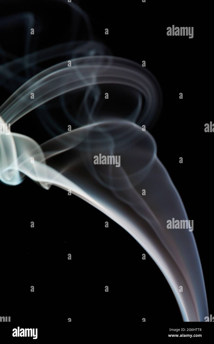 Abstract smoke swirl white color on black background. Elegant colorful ...
