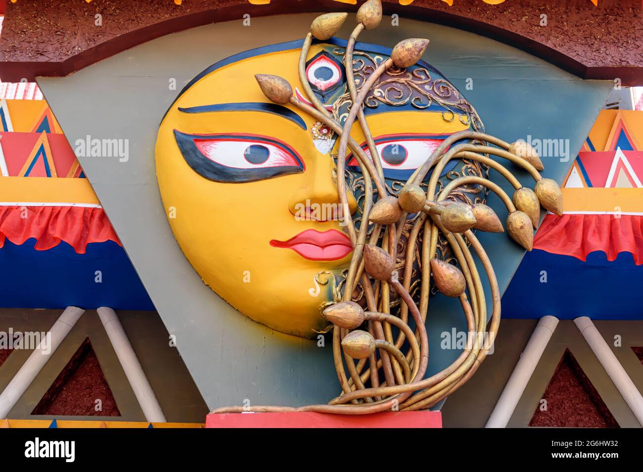 Picture of decorated Durga Puja pandal, Durga Puja is biggest religious ...
