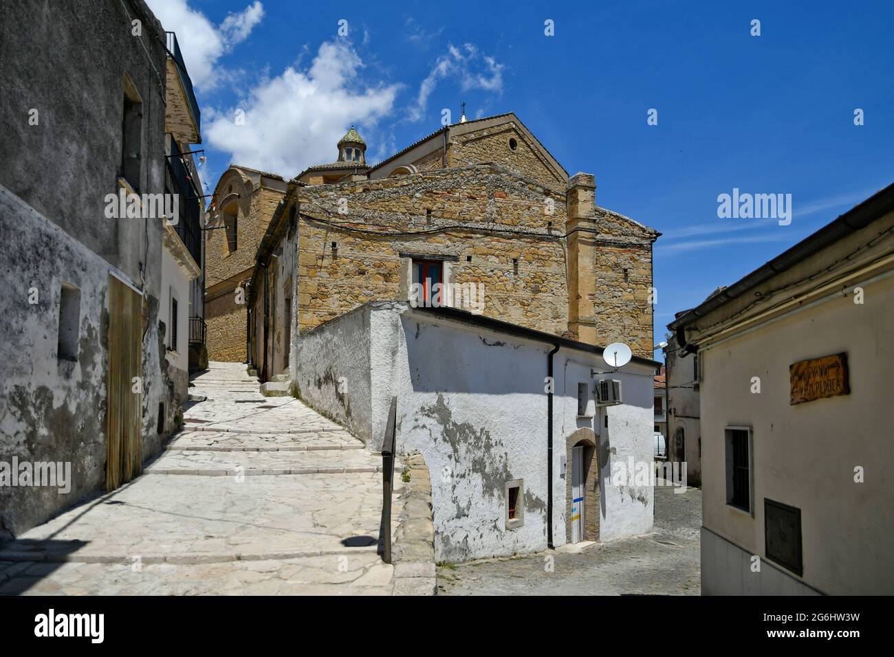 Rocchetta Sant'Antonio, Italy, July 3, 2021. A narrow street among the ...