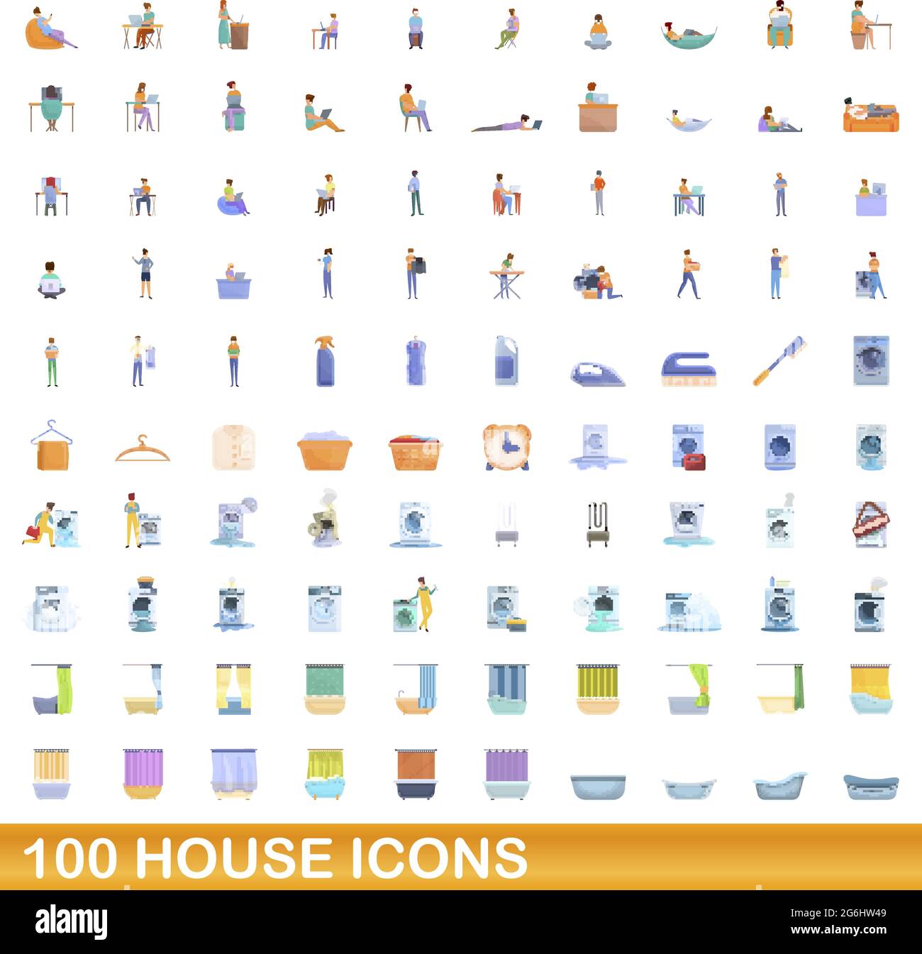 100 house icons set. Cartoon illustration of 100 house icons vector set ...