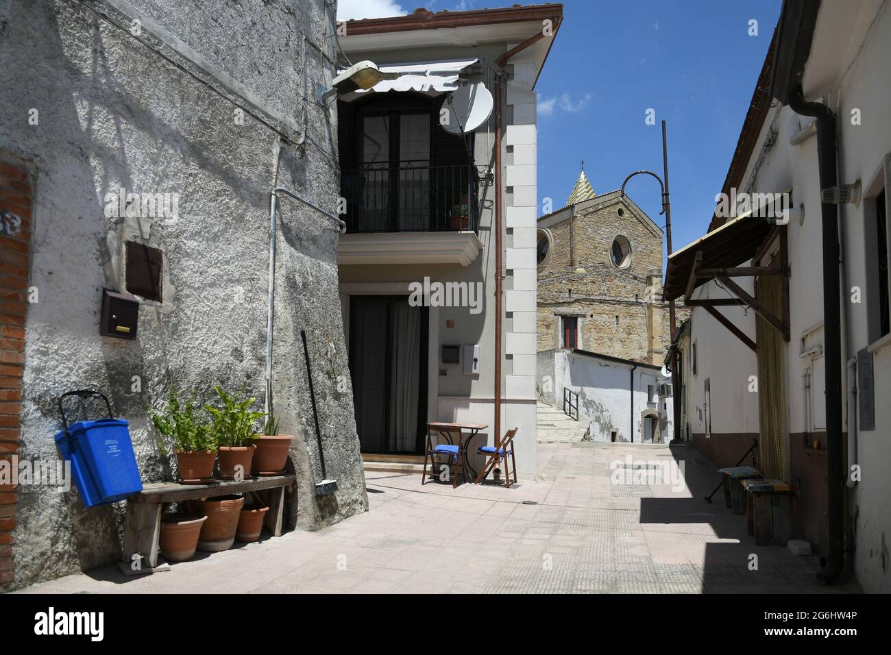 Rocchetta Sant'Antonio, Italy, July 3, 2021. A narrow street among the ...