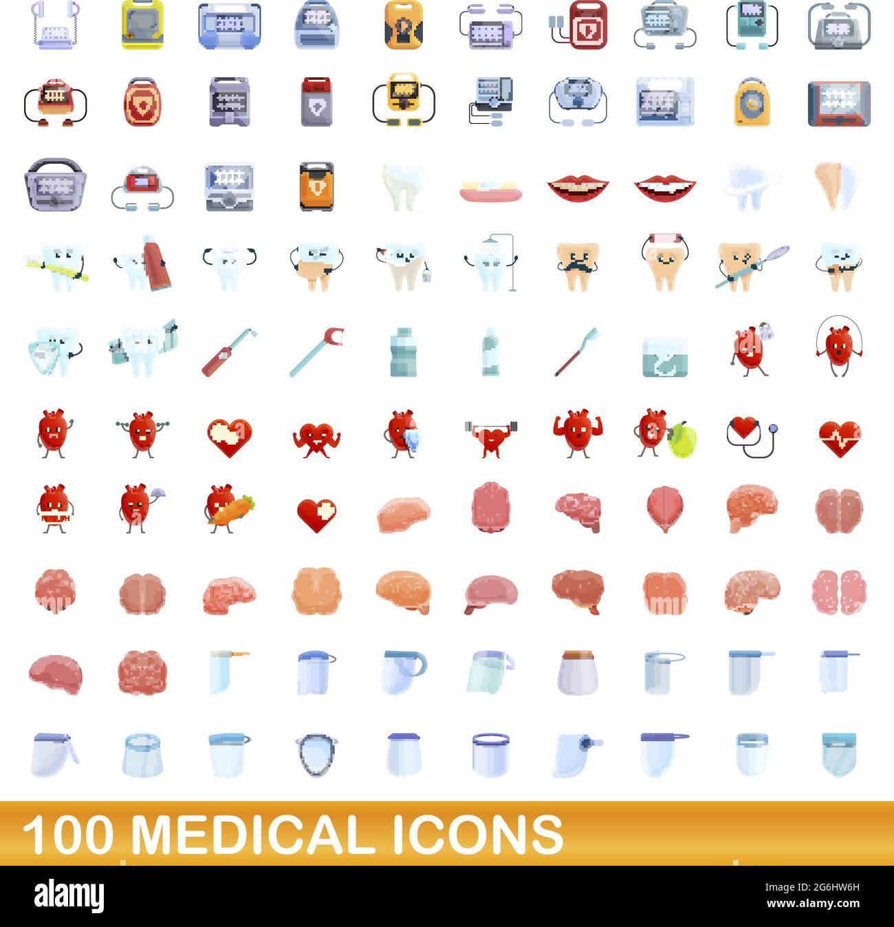100 medical icons set. Cartoon illustration of 100 medical icons vector ...