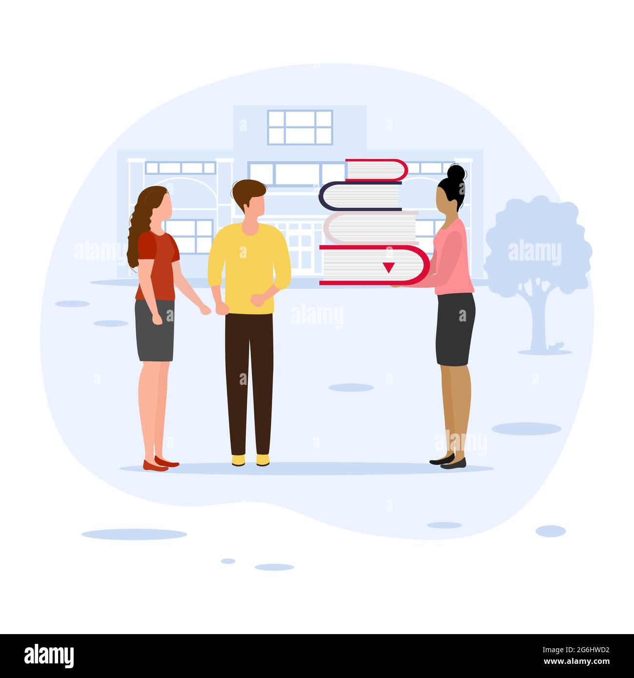 Vector illustration Back to school. High school students Teenage school ...