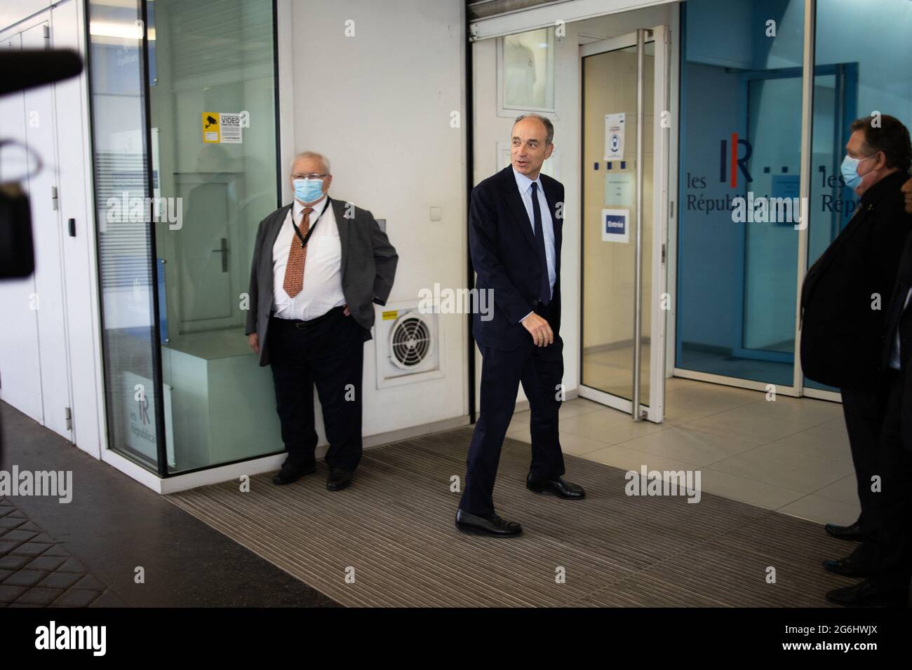 LR party member Jean-Francois Cope arrives for a meeting at the right ...