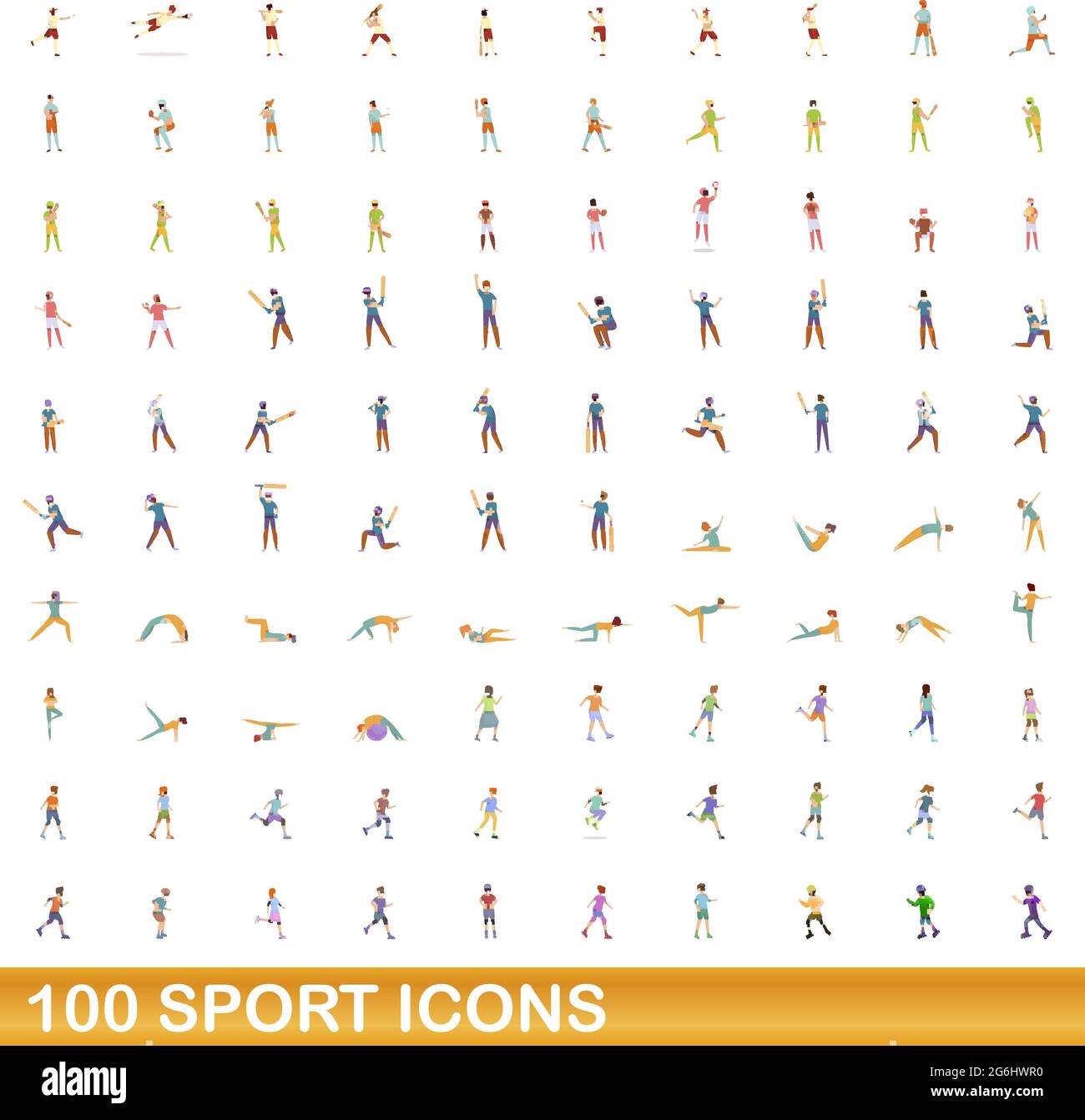 100 sport icons set. Cartoon illustration of 100 sport icons vector set ...