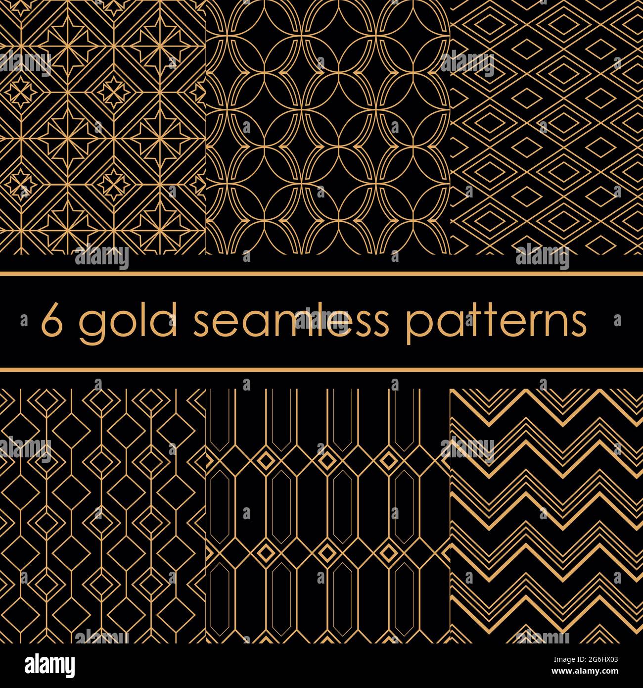 Vector illustration set of luxury beautiful gold patterns pack. Light ...