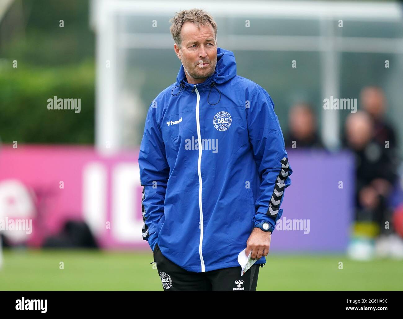Denmark manager Kasper Hjulmand looks on during the training session at ...