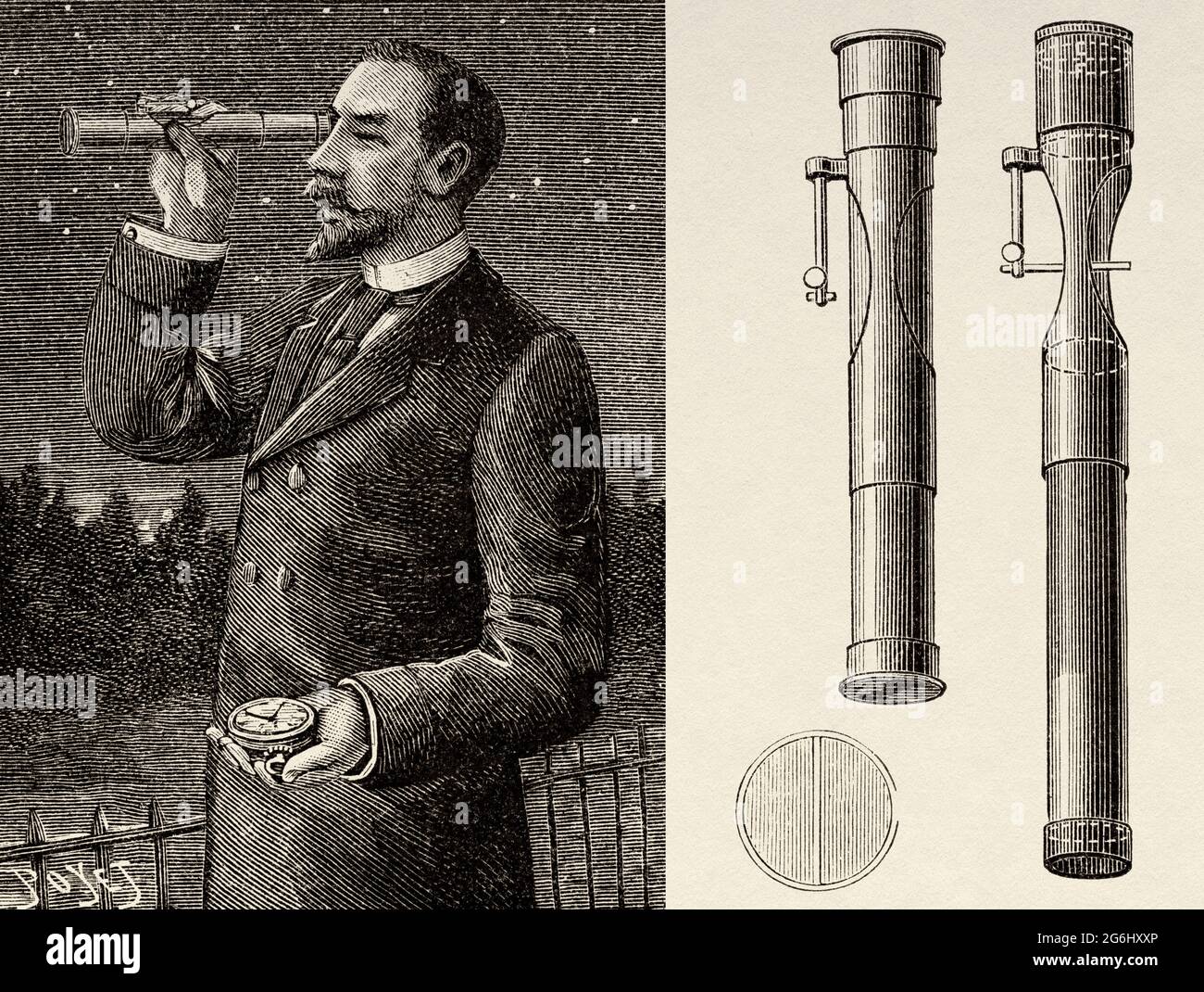 Historical photometer of Henry. Old 19th century engraved illustration ...