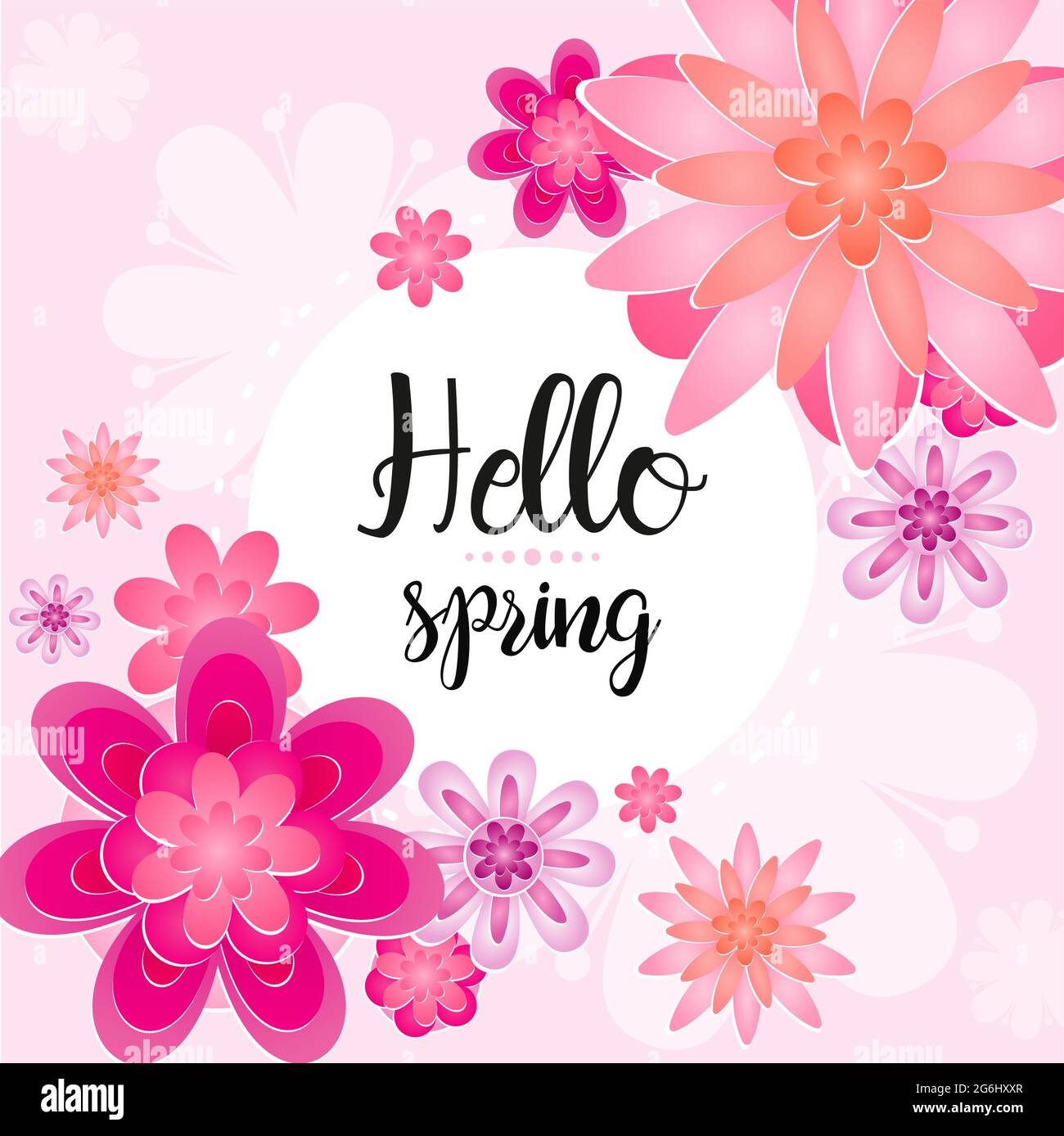 Vector illustration of beautiful greeting card Hello Spring letter ...
