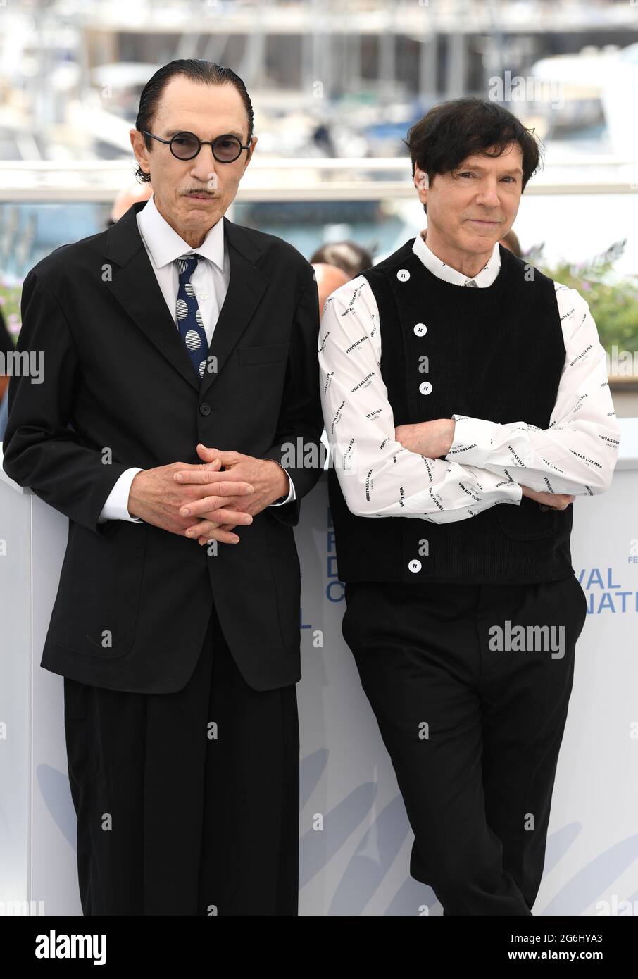 Cannes, France, 6 July 2021 Ron Mael and Russell Mael at the photocall ...