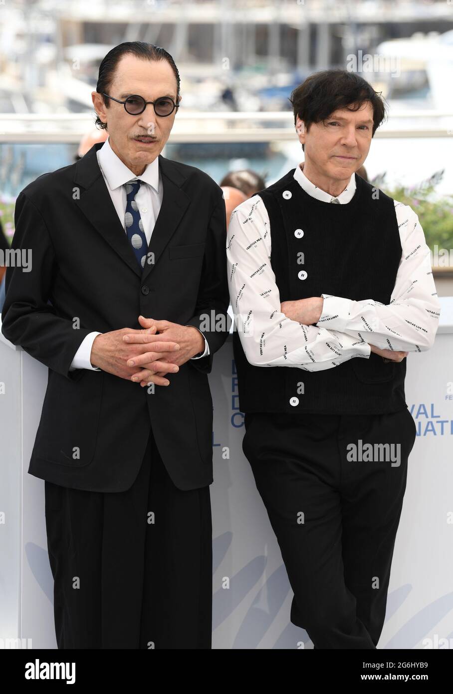 Cannes, France, 6 July 2021 Ron Mael and Russell Mael at the photocall ...