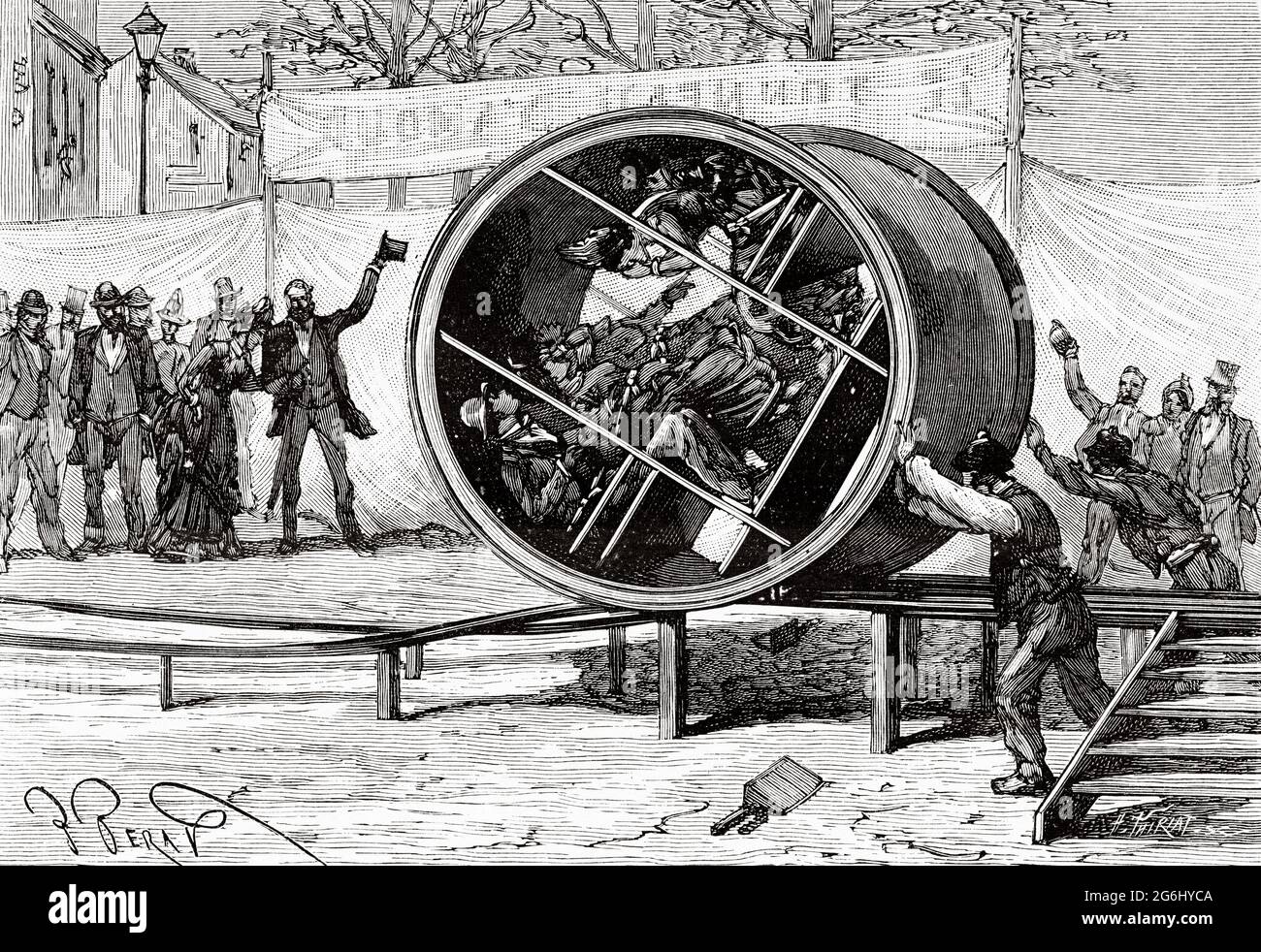 The rolling barrel of the Brussels 1888 exhibition, Belgium. Europe ...