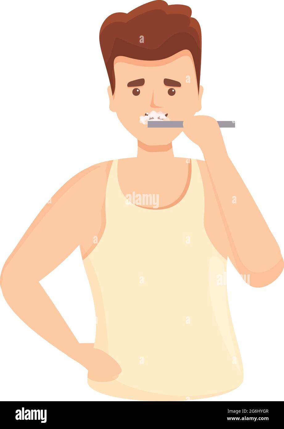 Boy clean teeth icon cartoon vector. Kid tooth brush. Man bathroom ...