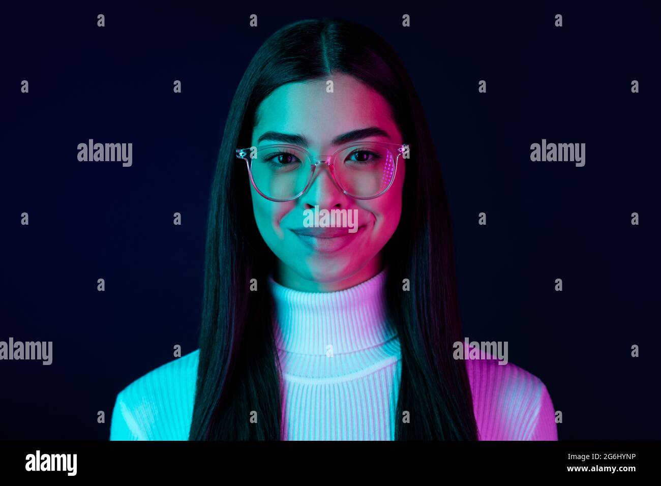 Photo of optimistic smart young student lady wear spectacles white ...