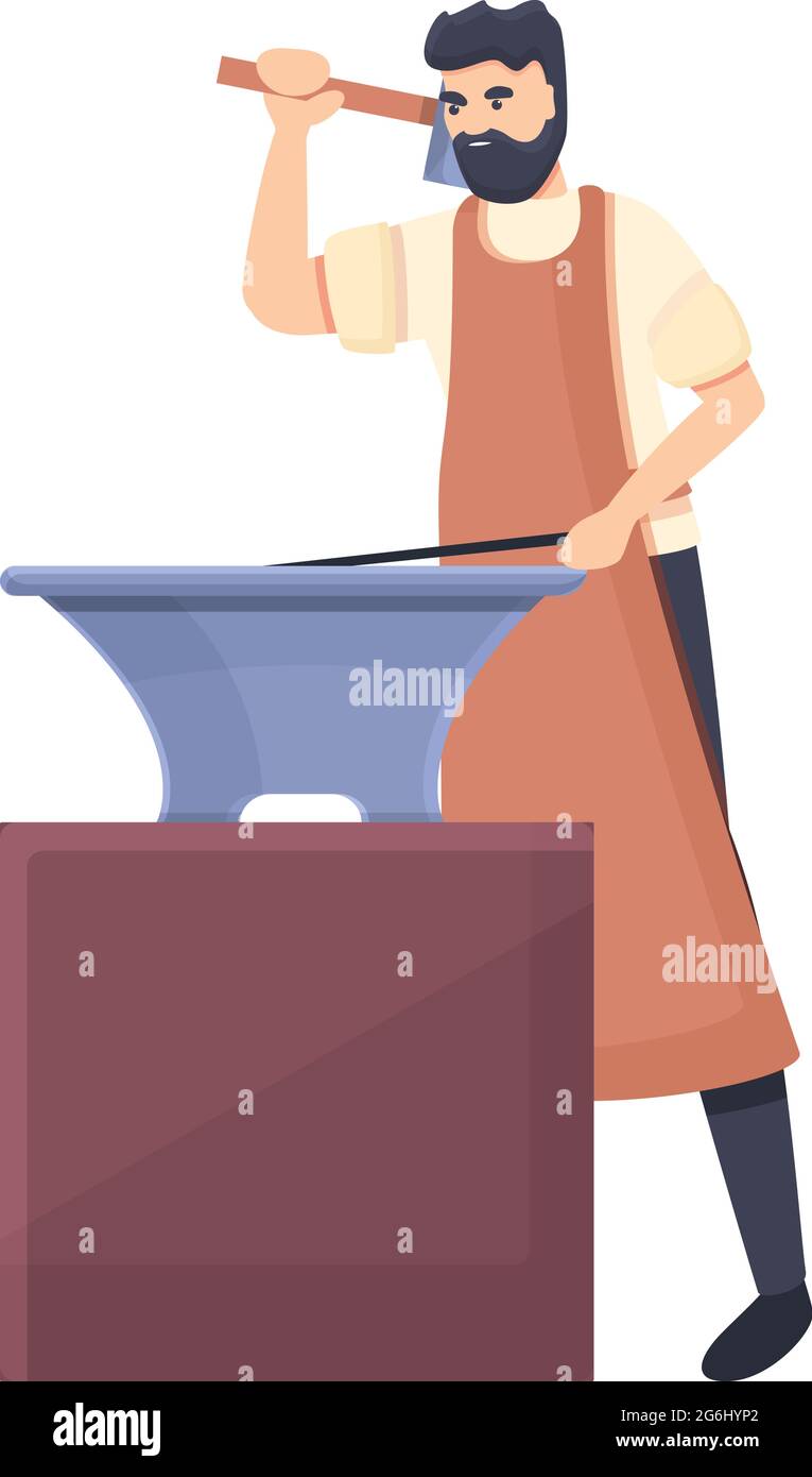 Medieval blacksmith icon cartoon vector. Middle anvil man. Workshop ...