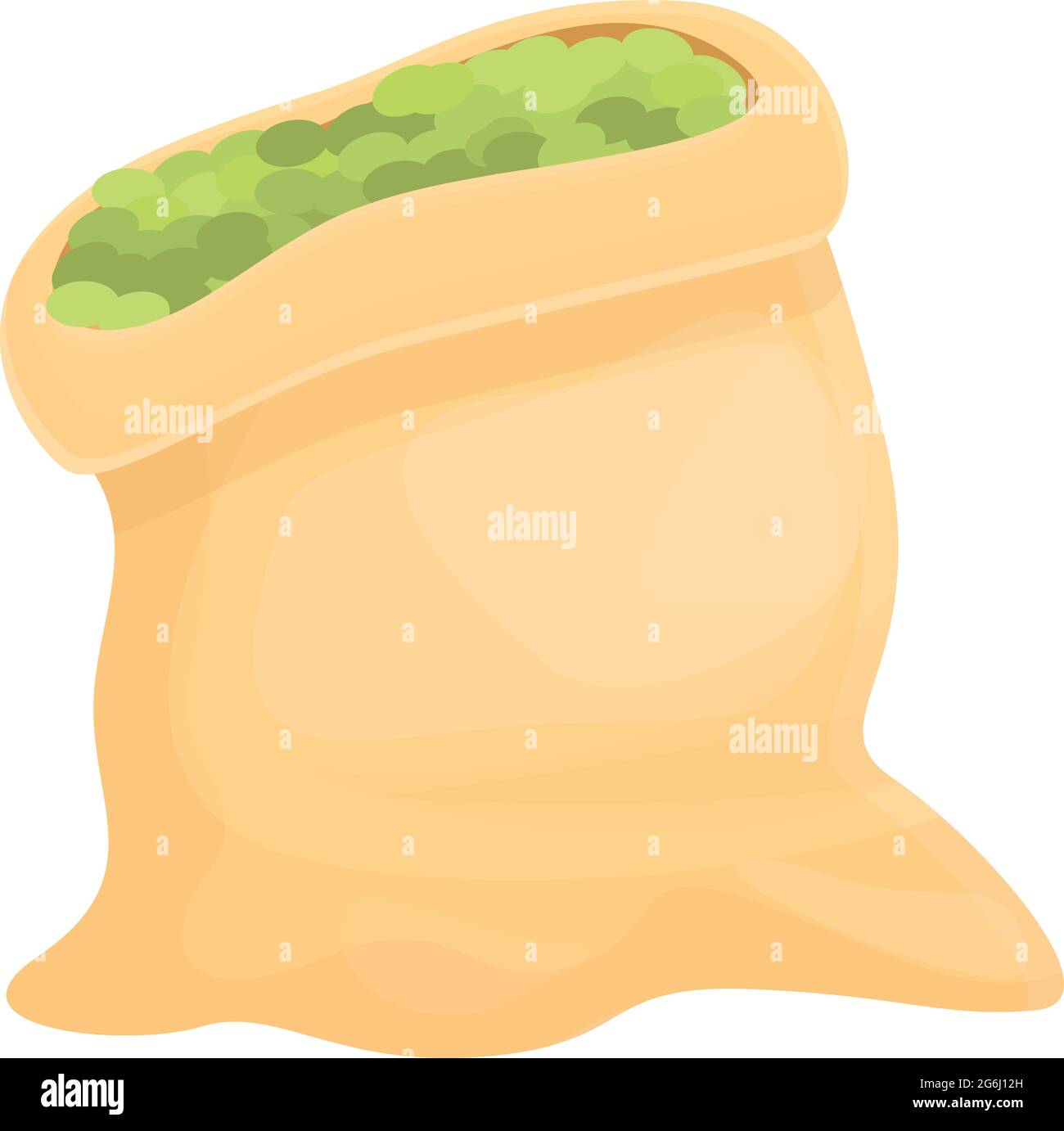 Sack lentil icon cartoon vector. Vegetable sack bean. Green seed Stock ...