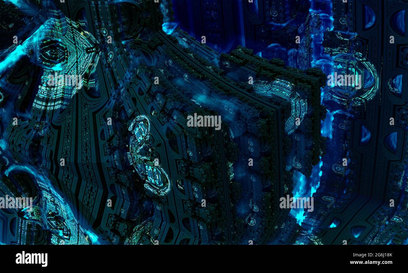Abstract background, fantastic 3D blue structures, technology remains ...